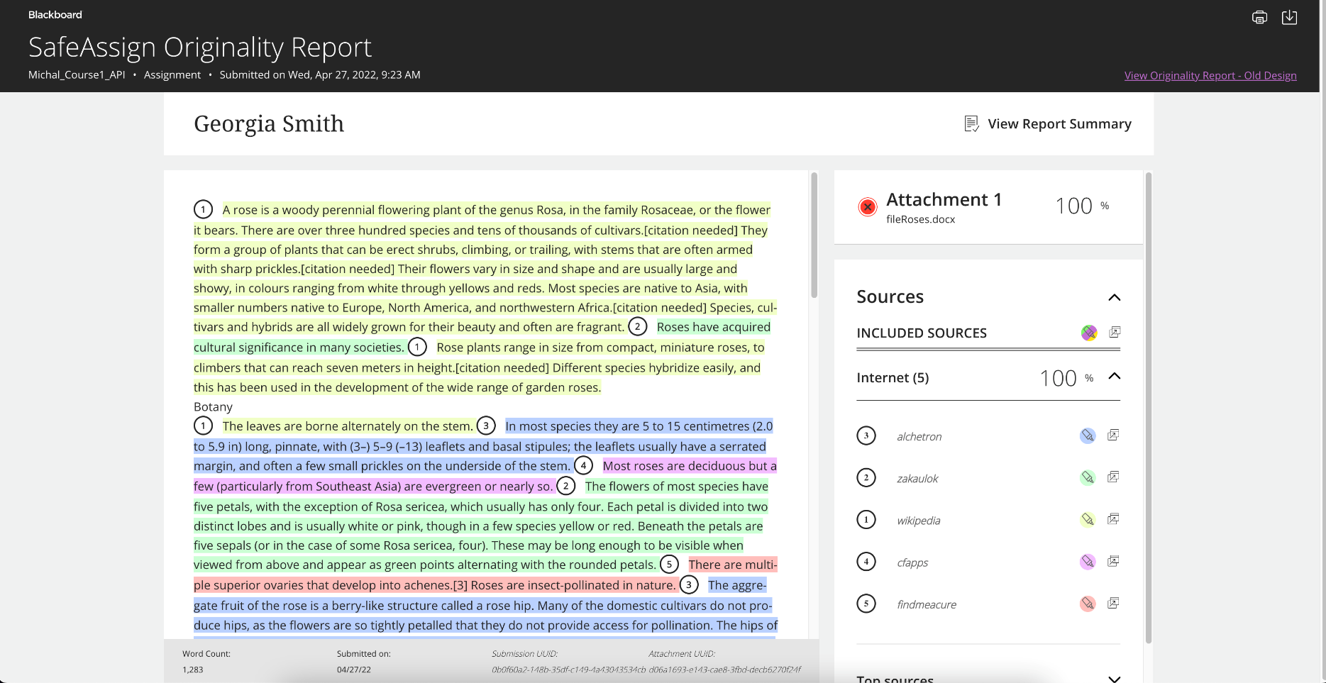 End of Support Announcement: Old design of the Originality Report ...