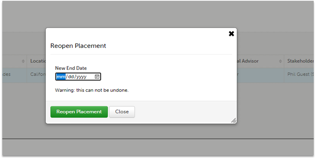 Portfolio Release Notes: Administrator Users Ability to Reopen Placement